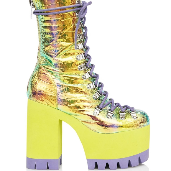 Club Exx | Shoes | 7 Club Exx Cosmic Matter Iridescent Platform Boots ...